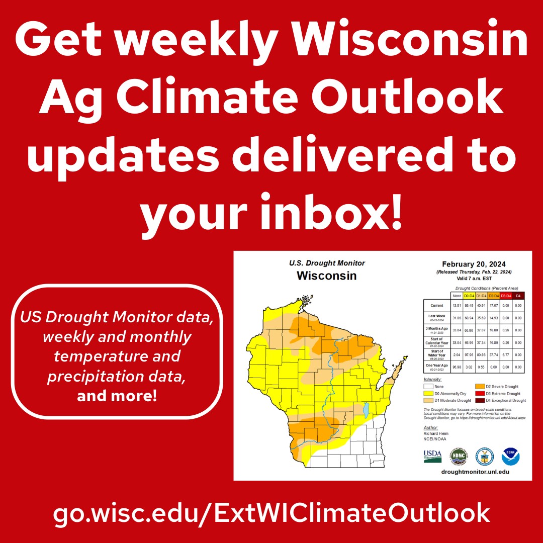 Get weekly Wisconsin Ag Climate Outlook updates delivered to your inbox ...